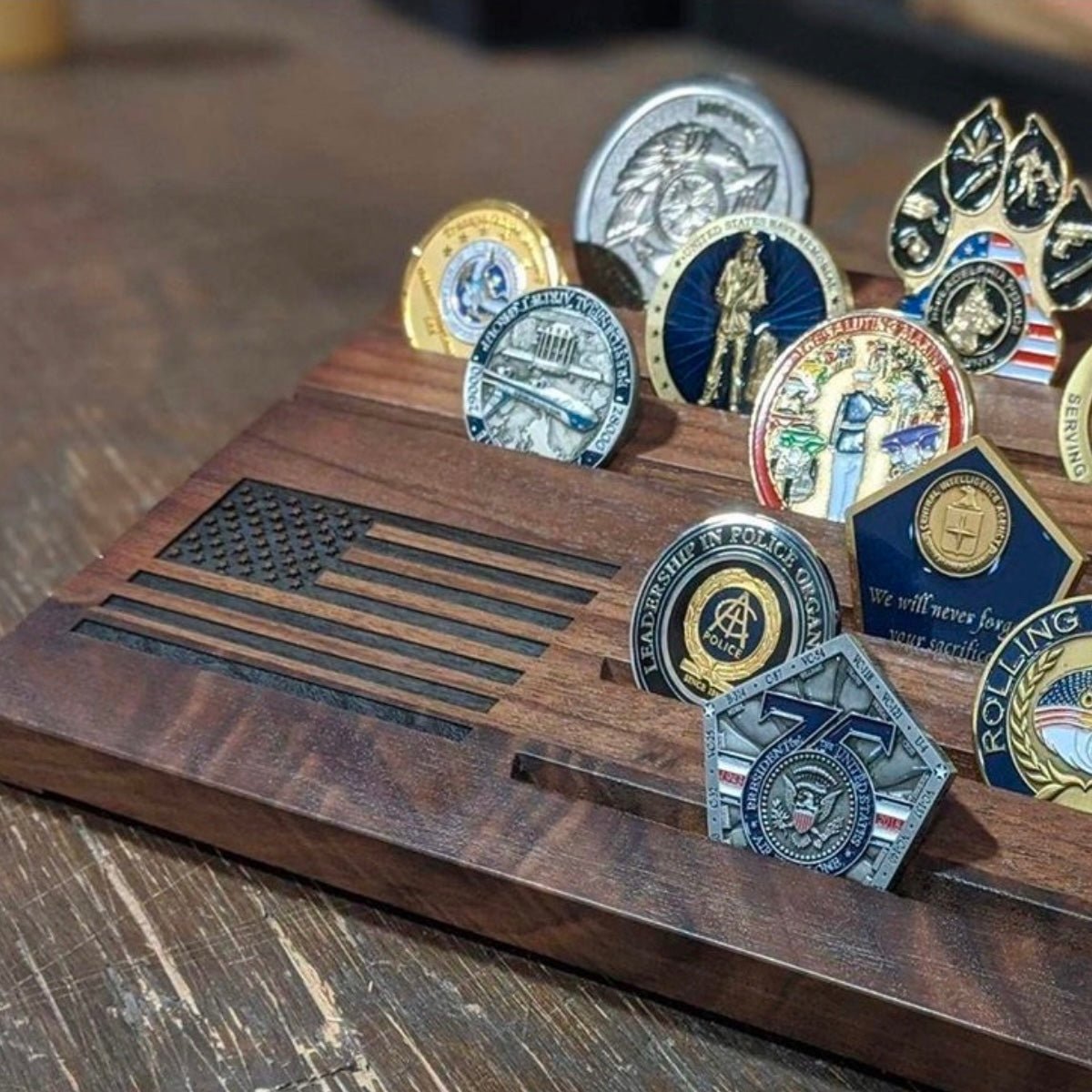 Personalized Challenge Coin Desktop Display